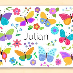 Butterflies Personalized Placemat for Kids, 18 Inches x 12 Inches, Laminated, by Art Appeel