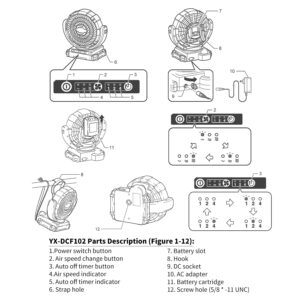 Gerttilyon For Dewalt 20V Fan, 3 Speed Cordless Motor Low Noise for Camping, Gym, Garage, Travel, Office, Bedroom (DW-FC104)