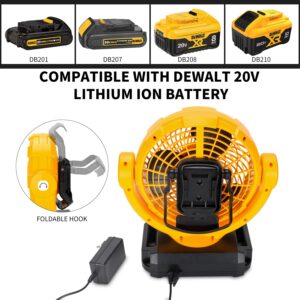 Gerttilyon For Dewalt 20V Fan, 3 Speed Cordless Motor Low Noise for Camping, Gym, Garage, Travel, Office, Bedroom (DW-FC104)