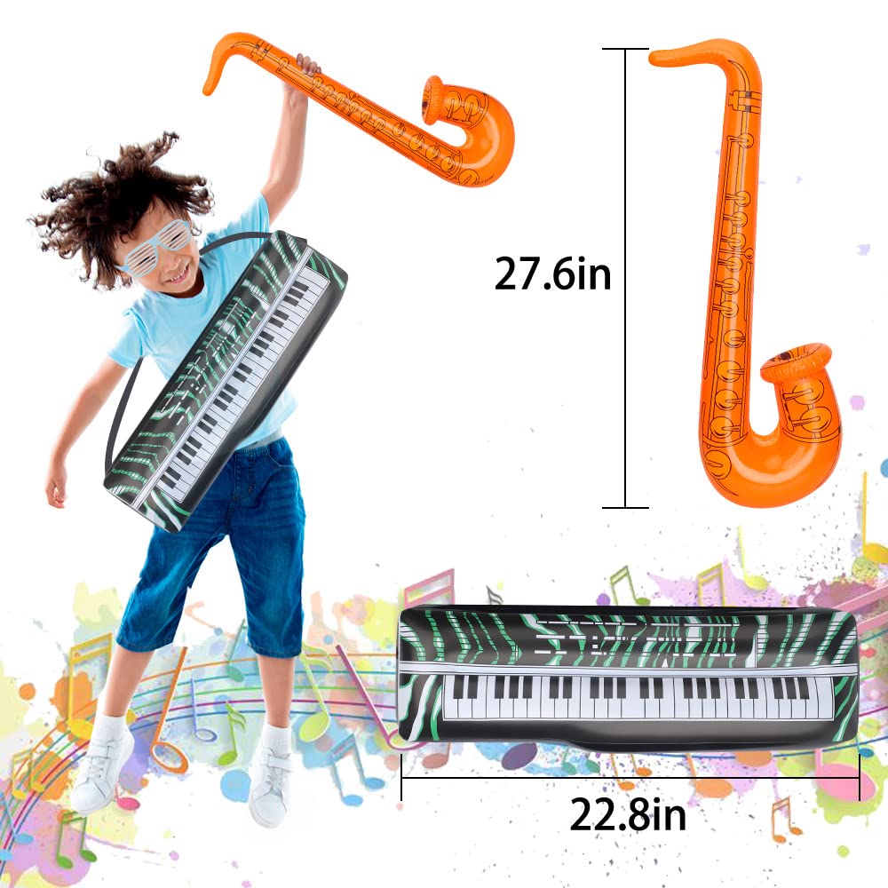 15 PCS Inflatable Guitar Musical Instrument Balloons 70s 80s 90s Party Decoration Photo Props, Waterproof Pool Float Toy for Kids Adults, Carnival Birthday Summer Party Supplies Favors