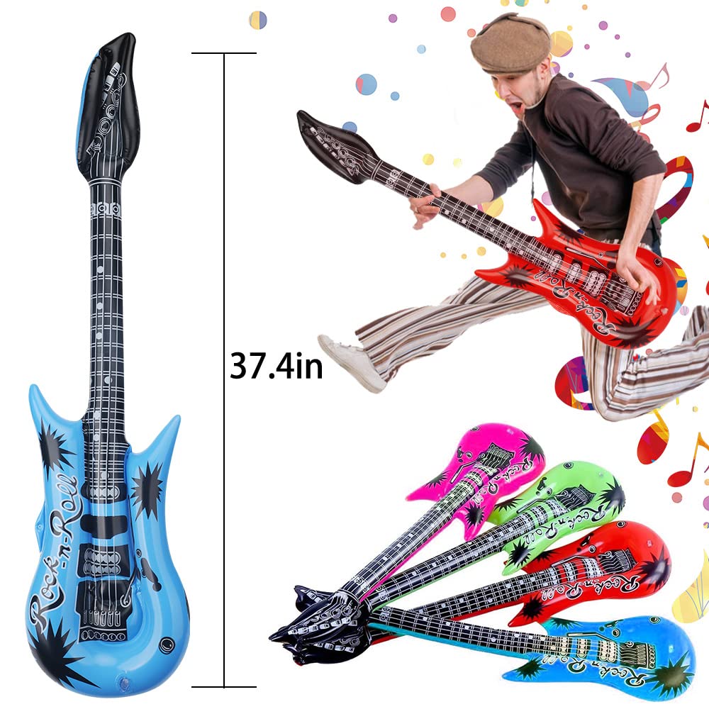 15 PCS Inflatable Guitar Musical Instrument Balloons 70s 80s 90s Party Decoration Photo Props, Waterproof Pool Float Toy for Kids Adults, Carnival Birthday Summer Party Supplies Favors