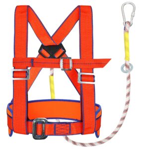 trsmima safety harness fall protection - half-body roofing harness kit with 6 ft lanyard and padded shoulder - osha/ansi compliant