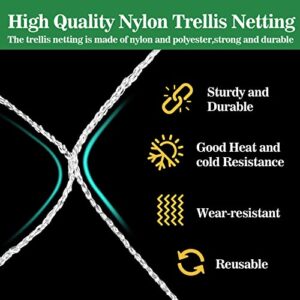 Sukh 2 Pcs Garden Plant Trellis Netting - 5 x 15 ft Trellis Net Polyester Trellis Netting Garden Square Mesh Netting for Climbing Plants Outdoor, Fruits, Vegetables, Vines, Grow Tents