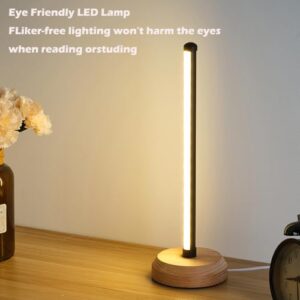 ANLAIBO Modern Led Wood Table Lamp, 3-Color Temperature Bedside Lamp,Bedroom Bedside Night Light, Dimmable Led Lighting, Creative Home Decor, Unique House warmging Gift