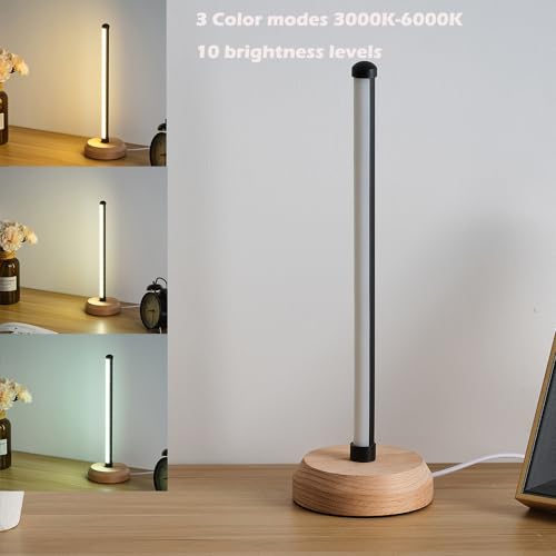 ANLAIBO Modern Led Wood Table Lamp, 3-Color Temperature Bedside Lamp,Bedroom Bedside Night Light, Dimmable Led Lighting, Creative Home Decor, Unique House warmging Gift