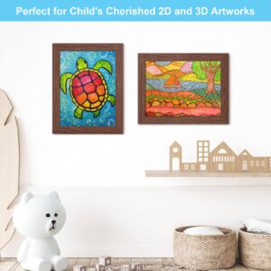 [2-Pack] Kids Art Frames, 8.5x11 Front Opening Kids Artwork Frames Changeable, Brown Artwork Display Storage Frame for Wall, Holds 50 Pcs, for 3D Picture, Crafts, Hanging Art, Portfolio