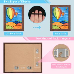 [2-Pack] Kids Art Frames, 8.5x11 Front Opening Kids Artwork Frames Changeable, Brown Artwork Display Storage Frame for Wall, Holds 50 Pcs, for 3D Picture, Crafts, Hanging Art, Portfolio