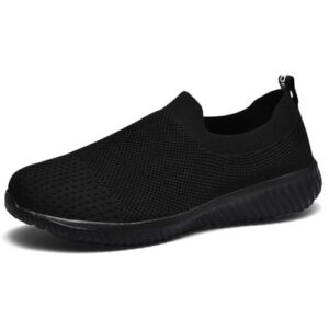 lancrop women's sock walking shoes-comfortable mesh slip on tennis wide gym sneakers 9.5 us, label 41 all black