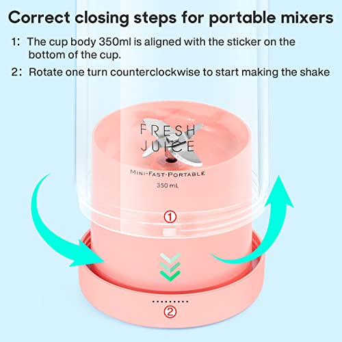 MIAOKE Portable Blender,Fashion Portable Blender for Shakes and Smoothies 11.8 Oz,Magnetic USB Fast Charging Mini Fresh Juice Mixer Bottle,Take It for Traveling, Outdoor, Gym, Office, Cars, Gift -PK