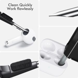 Aijeff Cleaner Kit for Airpod, Phone Cleaning Kit, Screen Cleaner with Spray and Microfiber Cloth, Multifunctional Keyboard Cleaner kit for Laptop, Earphone, Smartphone, Tablet-Black