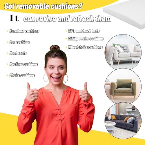 Eazy2hD Furniture Seat Couch Cushions Replacement 20" x 20" High-Density Foam Cushion Sag Repair Soft Chair Square Cushion Foam Support for Sofa Seat Cushiones（Quantity 2）