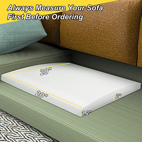 Eazy2hD Furniture Seat Couch Cushions Replacement 20" x 20" High-Density Foam Cushion Sag Repair Soft Chair Square Cushion Foam Support for Sofa Seat Cushiones（Quantity 2）