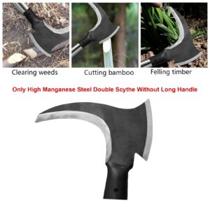 Elegital 1 Pcs High Manganese Steel Double Scythe,Steel Grass Sickle,Agricultural Hand-Motor Weeding,Blade Thickness 2.8mm,Weeding Scythe Sickle for Outdoor Mowing Grass,Chopping Wood