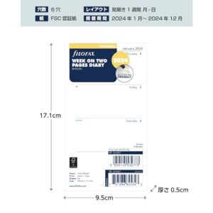 Filofax Personal Week on two pages English 2024 diary