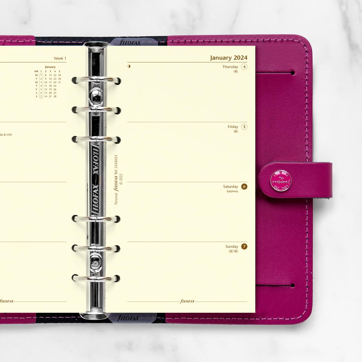 Filofax Personal week on two pages cotton cream English 2024 diary