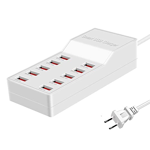 MaxLax USB Charger Station,10-Port 50W/10A Multiple USB Charging Station,Multi Ports USB Charger Charging for Smartphones，Tablets，and Other USB Devices.