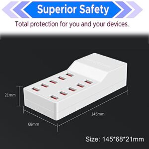 MaxLax USB Charger Station,10-Port 50W/10A Multiple USB Charging Station,Multi Ports USB Charger Charging for Smartphones，Tablets，and Other USB Devices.