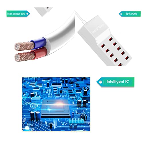 MaxLax USB Charger Station,10-Port 50W/10A Multiple USB Charging Station,Multi Ports USB Charger Charging for Smartphones，Tablets，and Other USB Devices.