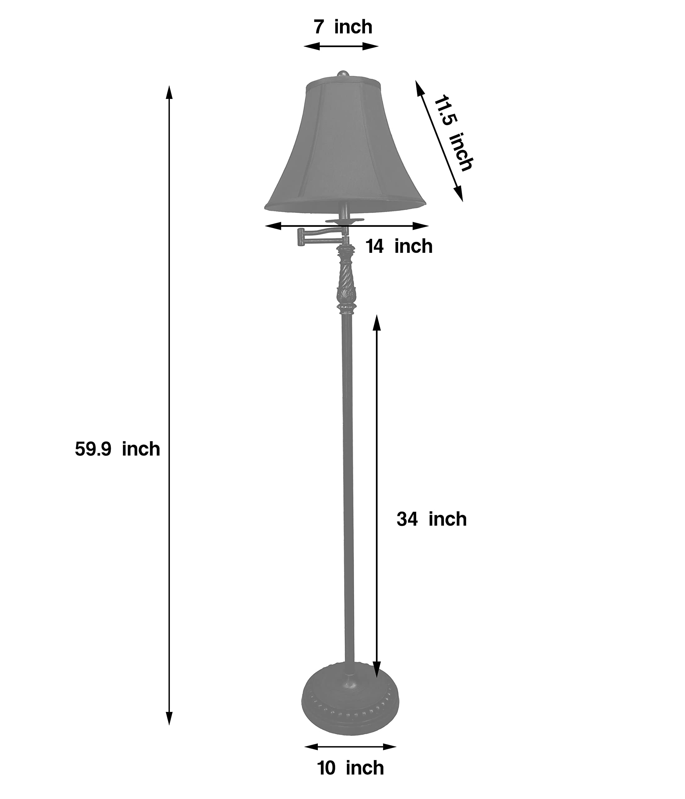 Mestar Decor 60 inch Rustic Bronze Swing Arm Floor Lamp