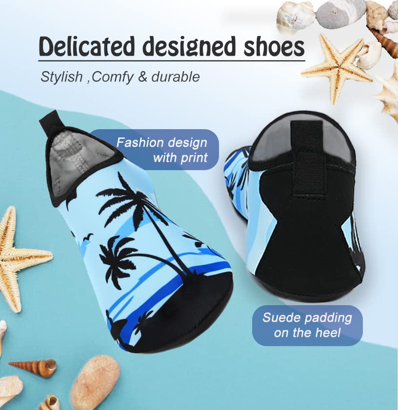 Women's Water Shoes Aqua Socks for Outdoor Beach Swim Surf Yoga Exercise Beach Swim Barefoot Sports Shoes(Beach02, 10-11)