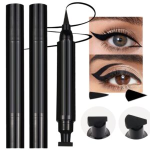 evpct 2pcs black eyeliner and wing stamp set big small winged eyeliners stamps cat eye liner stamp stencils tool for women all eye shapes waterproof delineador de ojos a prueba de agua contra el agua