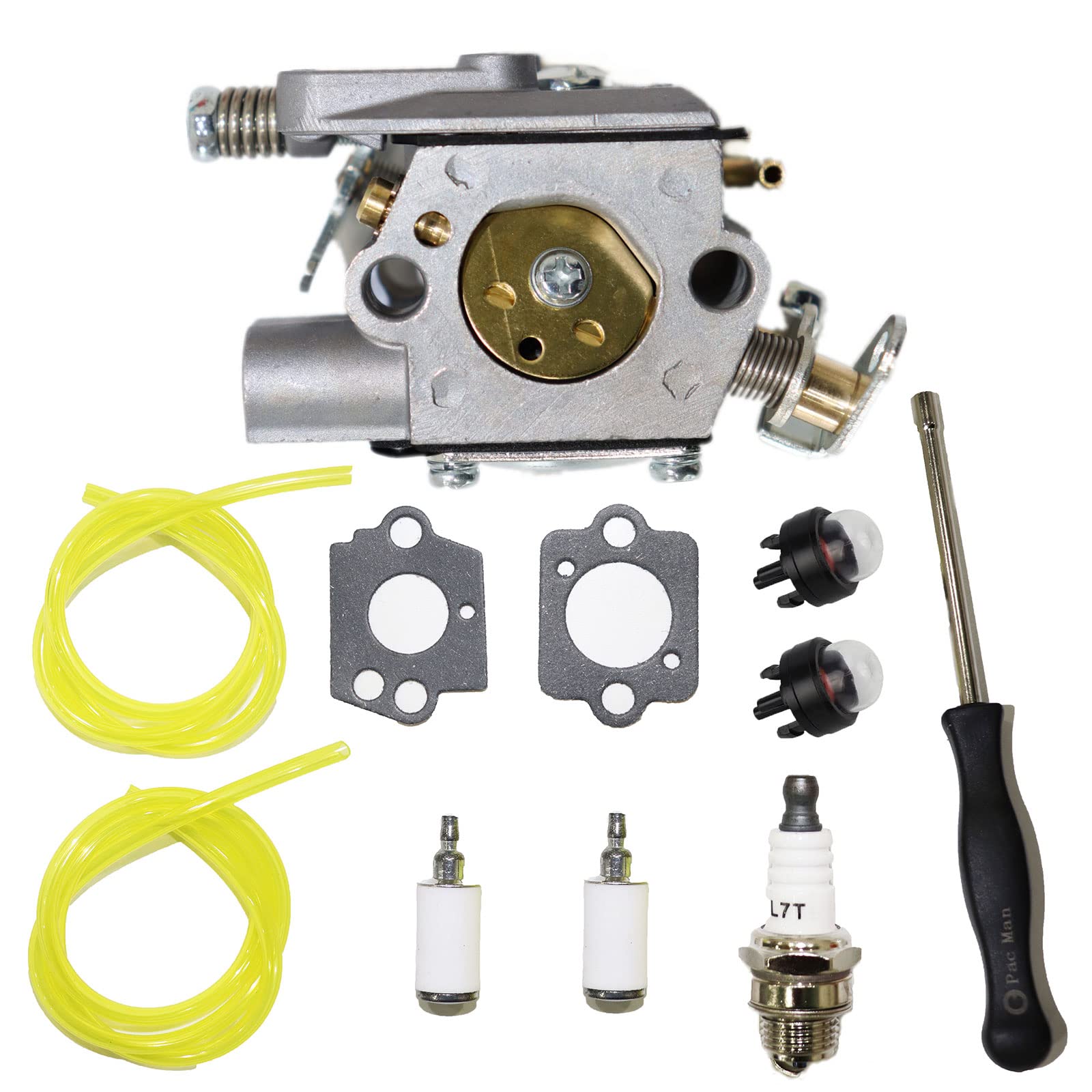 Toolyuan 309376002 Carburetor Kit for Ryobi RY3714 RY3716 Chainsaw with Adjustment Tool Spark Plug Primer Bulb