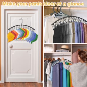 Upgrade Skirt Pants Hangers with Clips, Legging Organizer for Closet Hanging with 15 Cilps Holds 30 Leggings/Shorts/Jeans/Skirts Pants Hangers Space Saving Closet Organizers and Storage, Black 2Pack