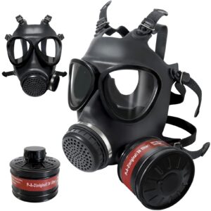 gzyzamz full face respirator reusable gas mask, survival nuclear and chemical gas masks with 40mm activated carbon filter in vapor, chemical, gas, paint spary, woodworking and other work protection