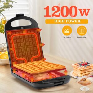 Sandwich Maker 3 in 1, Taylor Swoden 4 Slice Waffle Maker 1200W Panini Press Grill with Non-stick Plates, Double-Sided Heating, Indicator Lights, Cool Touch Handle, Easy to Use & Clean, White