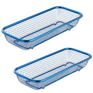 qobimoon stainless steel utensil drying rack/chopsticks/spoon/fork/knife drainer basket set of 2 flatware storage drainer silverware cutlery basket flatware organizers-blue