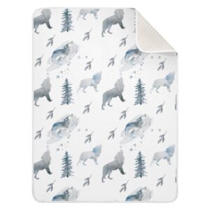 ollabaky animal wolf baby blanket for boys girls cotton throw blanket swaddle blanket for crib stroller nursery receiving blanket infant toddler unisex 30"x40"