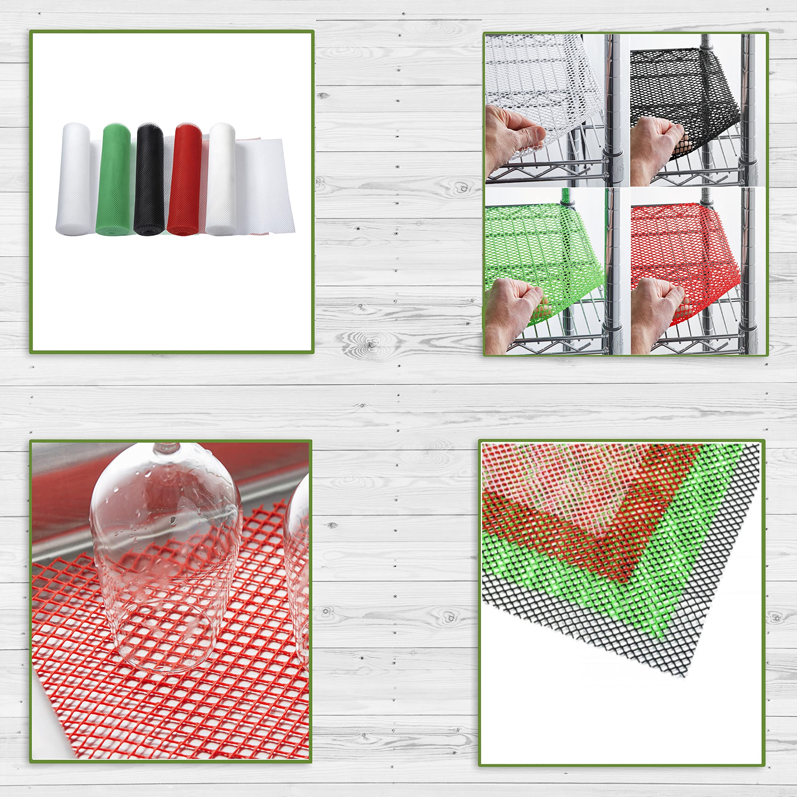 AME D'ESSENCE Bar Shelf Liner 24" x 480" Green Plastic Mesh Liner for Glassware Non Slip Drawer Liner Commercial Grade