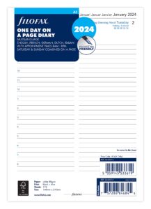 filofax a5 day per page 5 language appointments diary - 2024, white