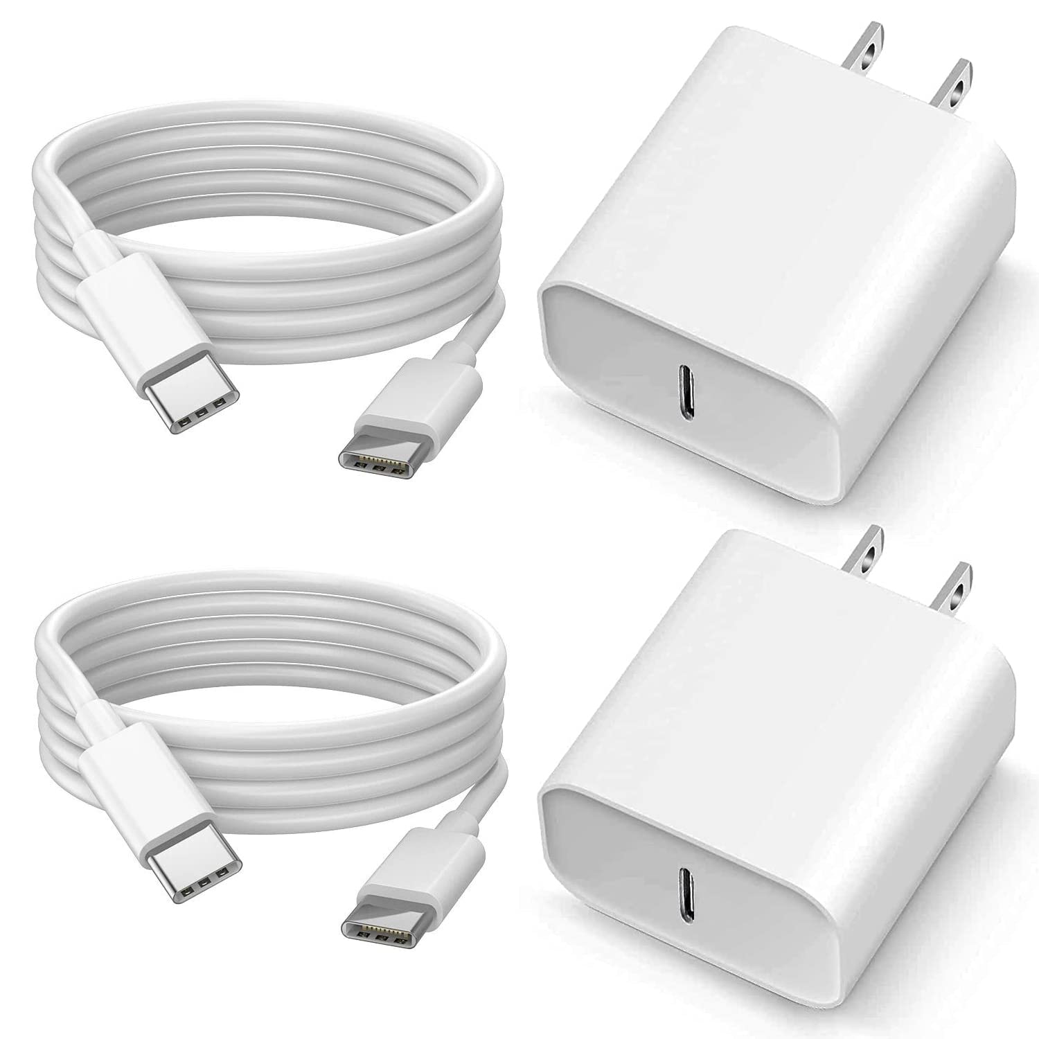 Newtion 2 Pack 20W USB C PD Wall Charger Fast Charging 6ft Type C Cable Compatible with iPhone 15 Plus Pro Max Samsung Galaxy S21 S22 S23