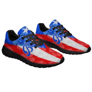 Puerto Rico Shoes for Men Women Running Sneakers Breathable Casual Sport Tennis Shoes Gift for Him Her Black Size 9