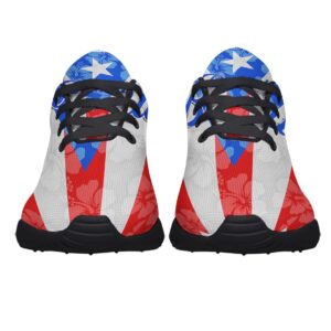 Puerto Rico Shoes for Men Women Running Sneakers Breathable Casual Sport Tennis Shoes Gift for Him Her Black Size 9