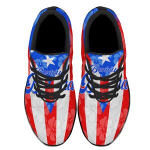 Puerto Rico Shoes for Men Women Running Sneakers Breathable Casual Sport Tennis Shoes Gift for Him Her Black Size 9