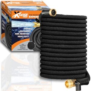 x-hose pro expandable garden hose 50ft water hose, flexible garden hose, heavy duty lightweight retractable weatherproof, crush resistant fittings, kink free expandable hose as seen on tv