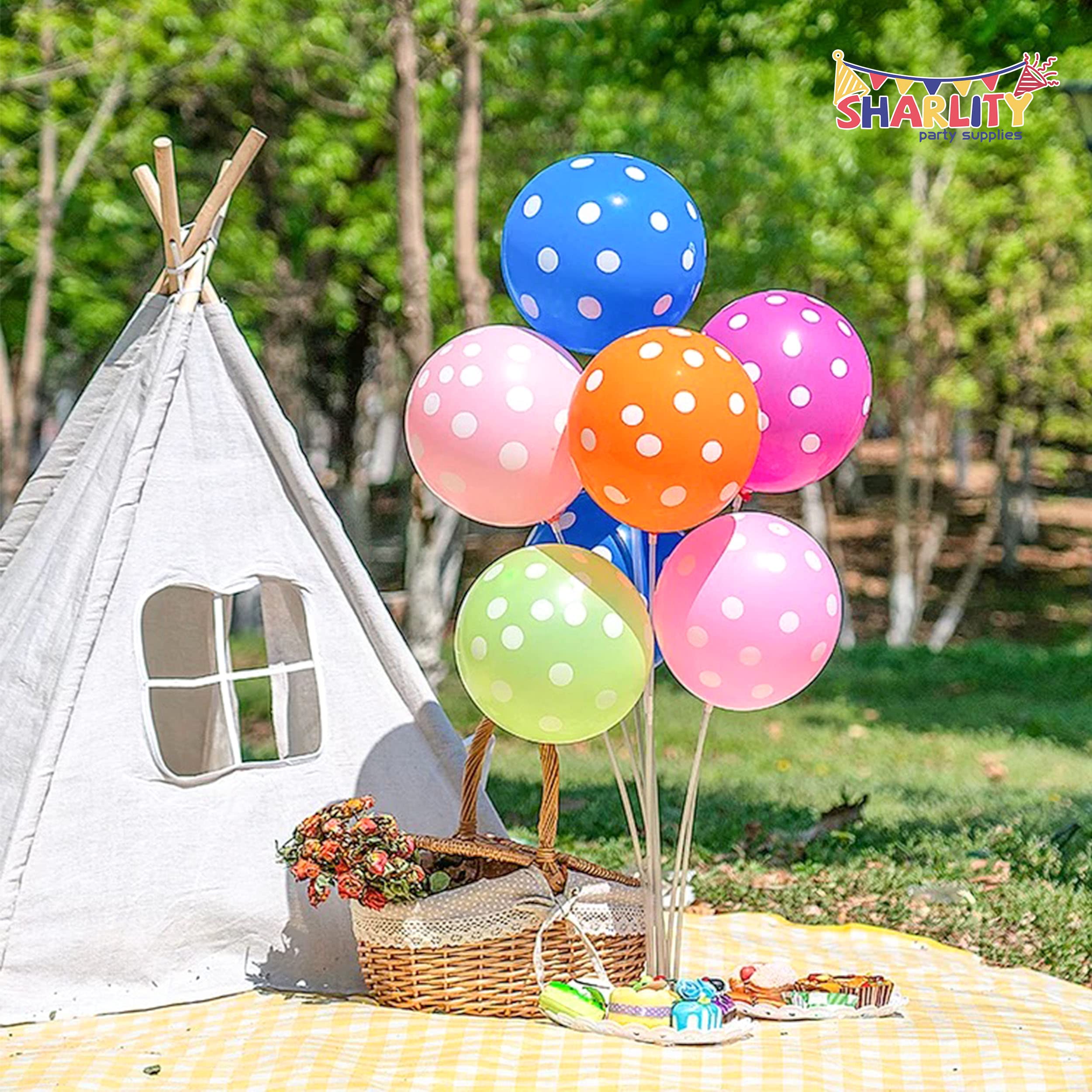 Sharlity 6 Sets Balloon Stand Kit Table Balloon Stand Holder for Graduation Birthday Baby Shower Wedding Anniversary Party Decorations