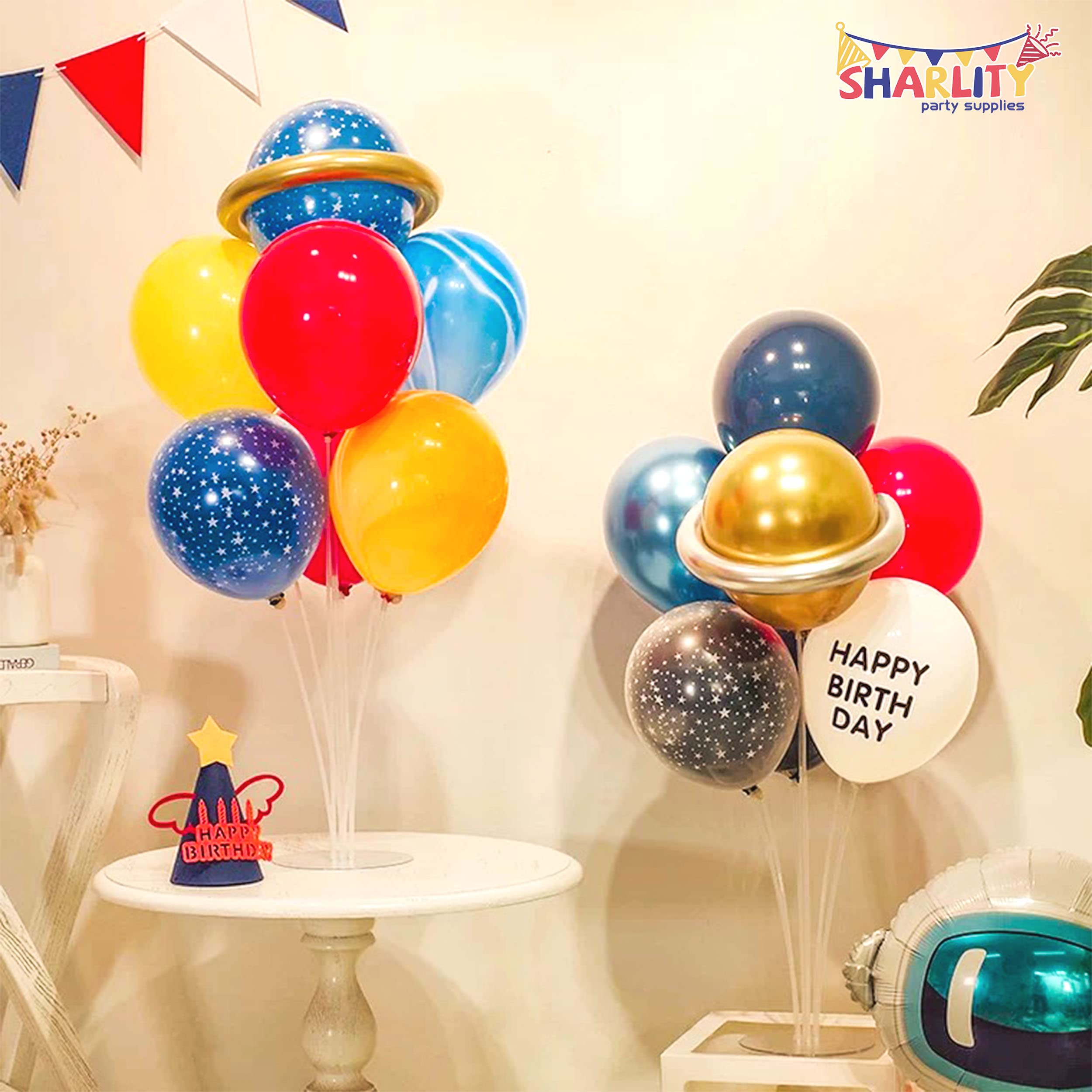 Sharlity 6 Sets Balloon Stand Kit Table Balloon Stand Holder for Graduation Birthday Baby Shower Wedding Anniversary Party Decorations