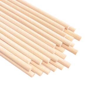 ktojoy 25pcs dowel rods wood sticks wooden dowel rods - 1/4 x 12 inch precut dowels for crafting, hardwood dowel rod assortment, wooden rod sticks doweling rods, cake dowels for tiered cakes