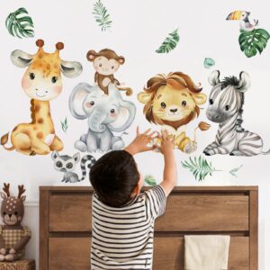 decalmile safari jungle animals wall stickers elephant giraffe lion wall decals baby nursery kids bedroom living room wall decor