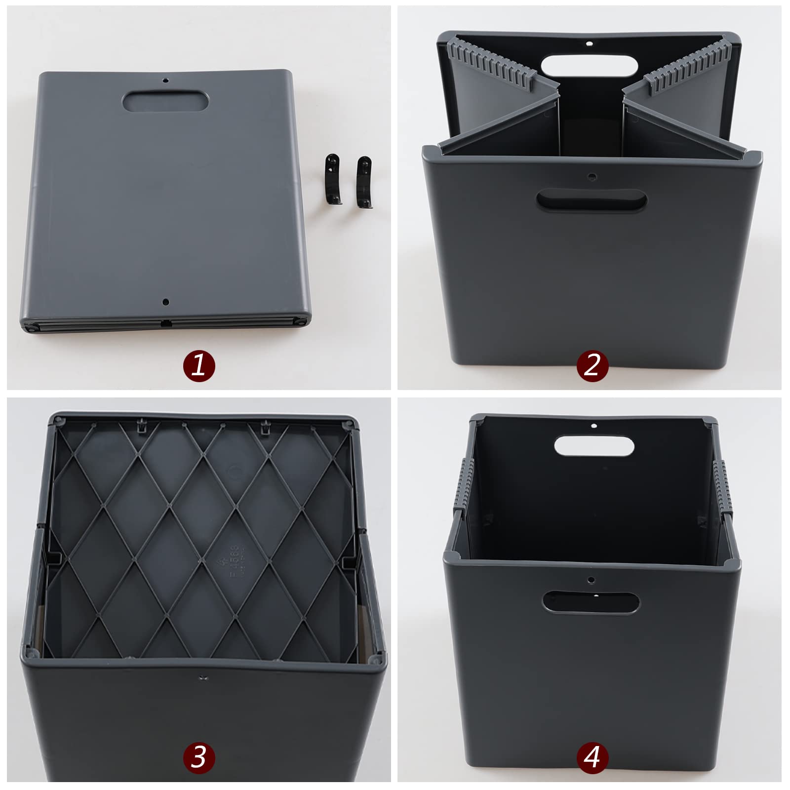 Sandmovie 11 Inches Gray Plastic Collapsible Storage Cubes, Foldable Cube Storage Bin, 4 Packs