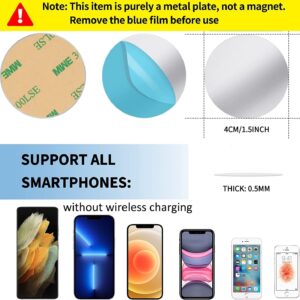 SALEX Phone Metal Stickers for Magnetic Mount. Replacement Set of 16 Magnet Metal Plates Inside Cell Phone Case. Silver Car Sticky Small Round Iron Discs with 3M Adhesive Backing for Holder, Crafts.