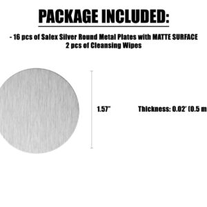 SALEX Phone Metal Stickers for Magnetic Mount. Replacement Set of 16 Magnet Metal Plates Inside Cell Phone Case. Silver Car Sticky Small Round Iron Discs with 3M Adhesive Backing for Holder, Crafts.