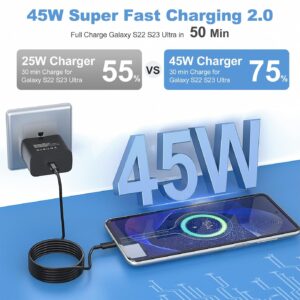 Foyomo 45W Samsung Charger Type C Super Fast Charging 2Pack USB C Android Charger for Samsung Galaxy S23 Ultra/S23/S23+/S22/S22 Ultra/+/S20/S21, i Phone 15 Charger, Galaxy Tab S7/S8,PD3.0,PPS,QC 4.0