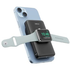 iwalk mag-x magnetic wireless power bank with iwatch charger,10000mah pd fast charging portable charger compact battery pack compatible with iphone 15/14/13/12 series,apple watch ultra/8/7/6/5/4