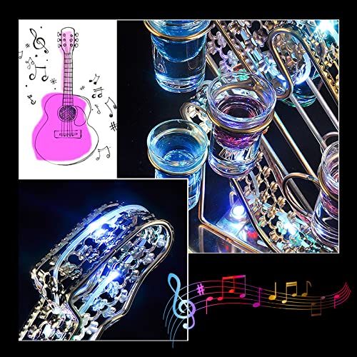 LED Champagne Wine Cup Holder,Guitar Shaped Rechargeable Cocktail Shelve,Colorful Light,Wine Glass Holder Display,Liquor Bottle Display Rack for Party Club, KTV, Bar,Birthday, Wedding, Anniversary