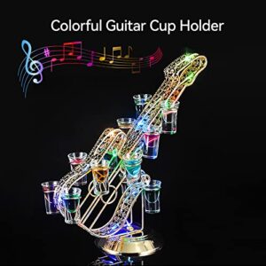 LED Champagne Wine Cup Holder,Guitar Shaped Rechargeable Cocktail Shelve,Colorful Light,Wine Glass Holder Display,Liquor Bottle Display Rack for Party Club, KTV, Bar,Birthday, Wedding, Anniversary