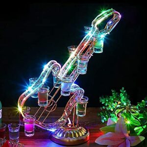 LED Champagne Wine Cup Holder,Guitar Shaped Rechargeable Cocktail Shelve,Colorful Light,Wine Glass Holder Display,Liquor Bottle Display Rack for Party Club, KTV, Bar,Birthday, Wedding, Anniversary